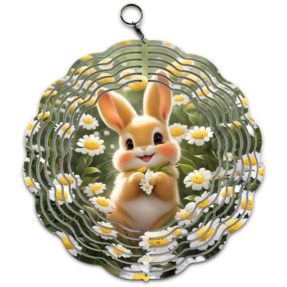 Design | Floral Cute Bunny Rabbit Art Design Wind Spinner | Poshmark